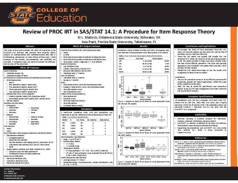 (PDF) Review of PROC IRT in SAS/STAT 14.1: A Procedure for Item Response Theory