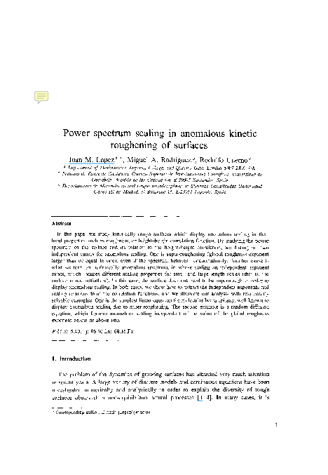 (PDF) Power spectrum scaling in anomalous kinetic roughening of surfaces