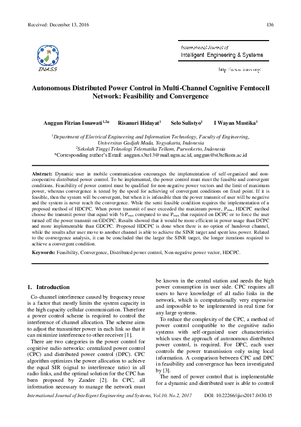 (PDF) Autonomous Distributed Power Control in Multi-Channel Cognitive Femtocell Network ...