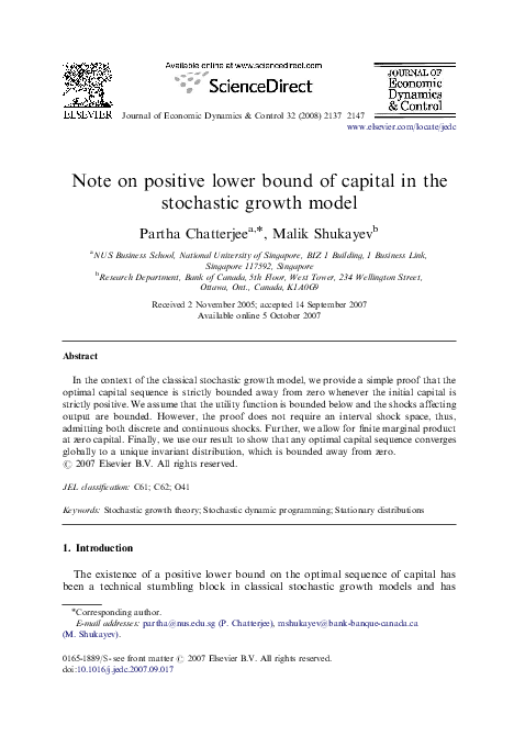 (PDF) Note on positive lower bound of capital in the stochastic growth ...