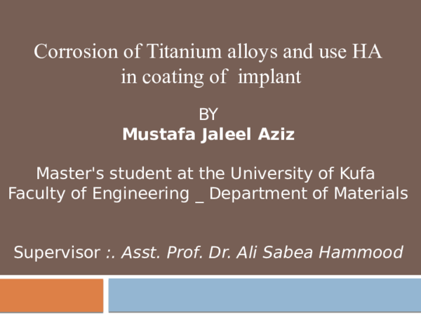 (PPT) Corrosion of Titanium alloys and use HA in coating of implant