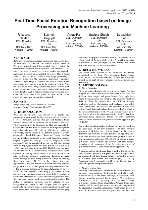 (PDF) Real Time Facial Emotion Recognition based on Image Processing and Machine Learning ...