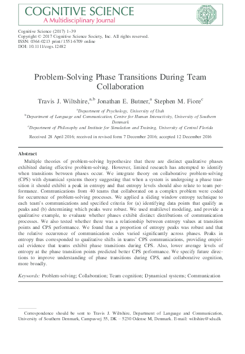 (PDF) Problem-solving phase transitions during team collaboration