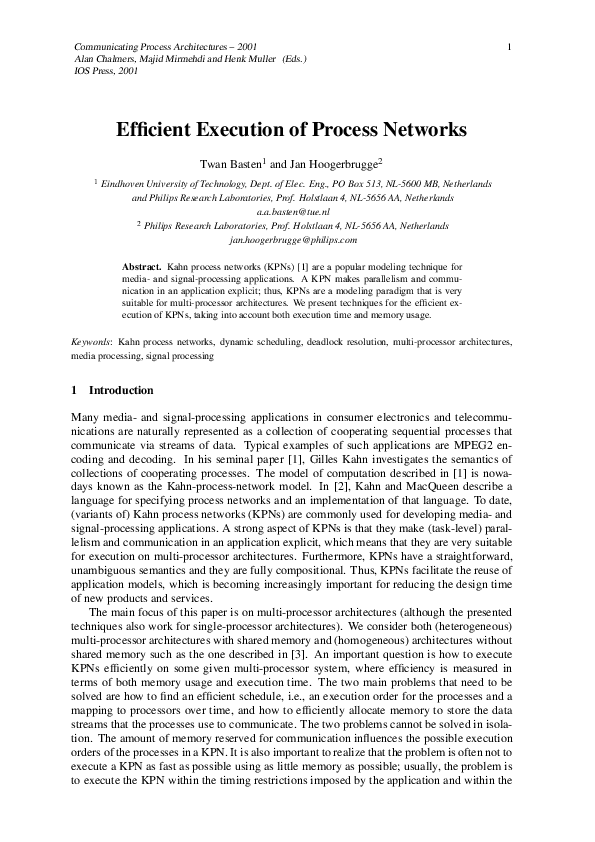 (PDF) Efficient Execution of Process Networks