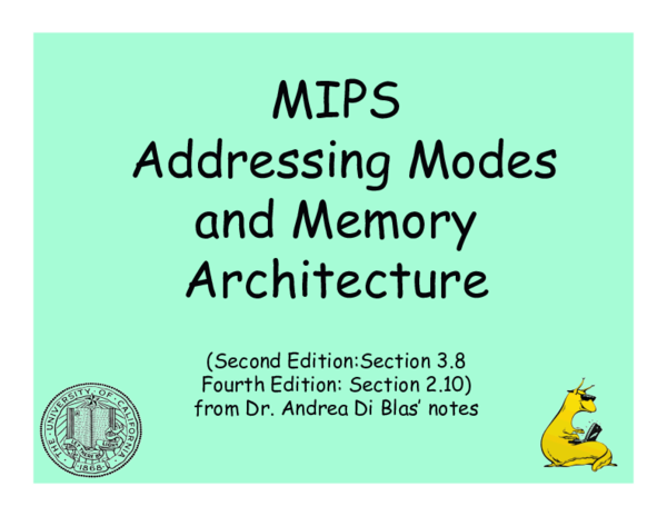 Pdf Mips Addressing Modes And Memory Architecture