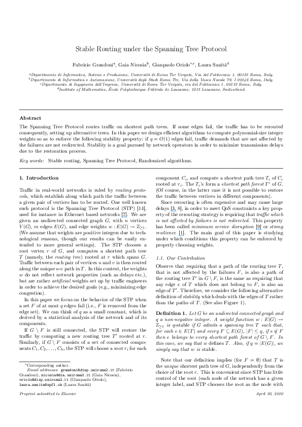 (PDF) Stable routing under the Spanning Tree Protocol