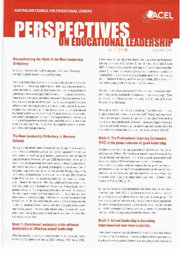 (PDF) 2011 Perspectives: Deconstructing the Myth of the New Leadership ...