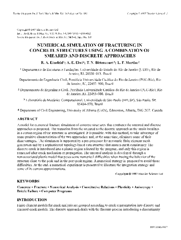 Pdf Numerical Simulation Of Fracturing In Concrete Structures Using A