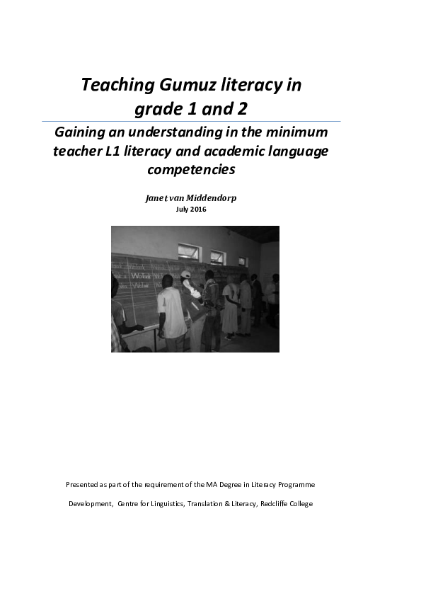 (PDF) Teaching Gumuz literacy in grade 1 and 2 Gaining an understanding ...