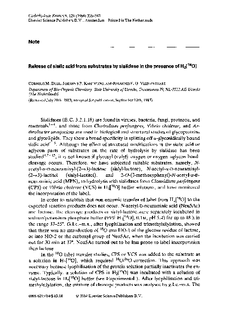 (PDF) Release of sialic acid from substrates by sialidase in the ...