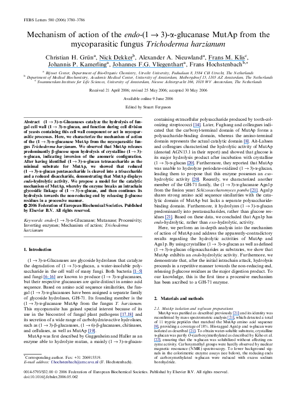 (PDF) Mechanism of action of the endo-(1→3)-α-glucanase MutAp from the mycoparasitic fungus ...