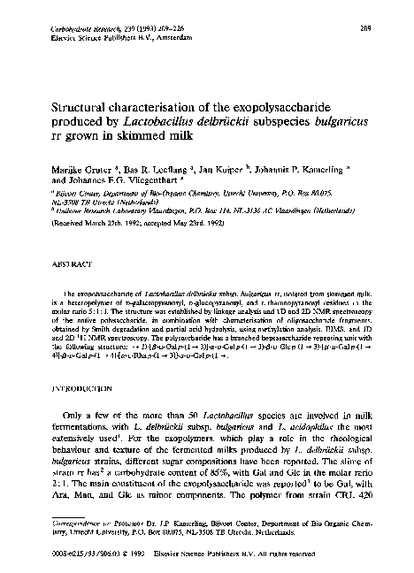 (PDF) Growth and exopolysaccharide (EPS) production by Oenococcus oeni I4 and structural ...