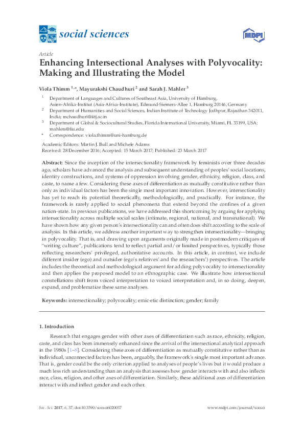 (PDF) Enhancing Intersectional Analyses with Polyvocality: Making and ...