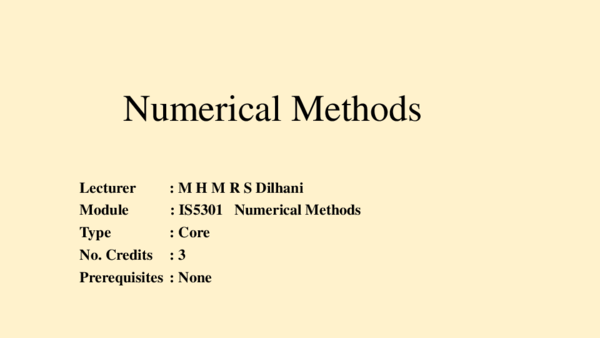 (PDF) Numerical Methods
