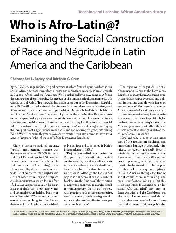 (PDF) Who is Afro-Latin@? Examining the Social Construction of Race and ...