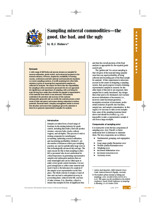(PDF) Sampling mineral commodities