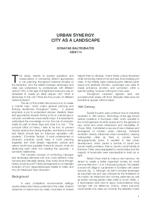 (PDF) URBAN SYNERGY: CITY AS A LANDSCAPE