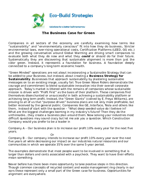 (DOC) The Business Case for Green