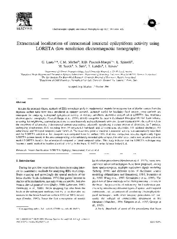 (PDF) Extracranial localization of intracranial interictal epileptiform ...