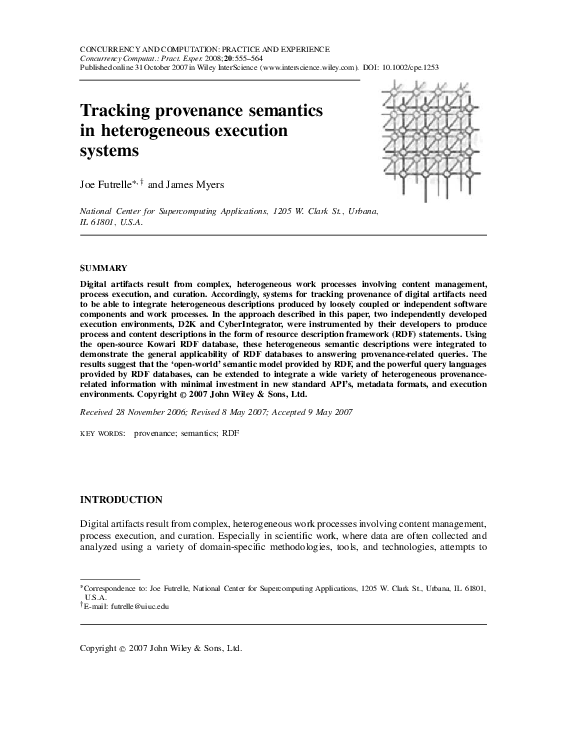 (PDF) Tracking provenance semantics in heterogeneous execution systems