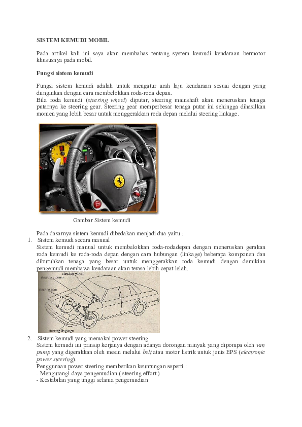 (DOC) SISTEM KEMUDI MOBIL