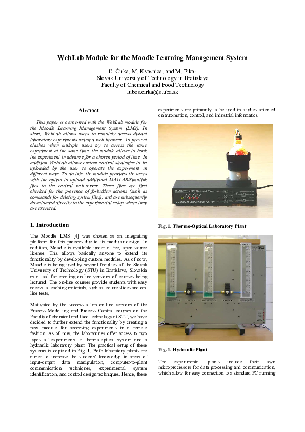 (PDF) WebLab Module for the Moodle Learning Management System