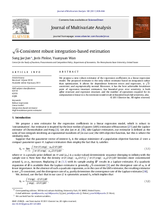 (PDF) Consistent robust integration-based estimation