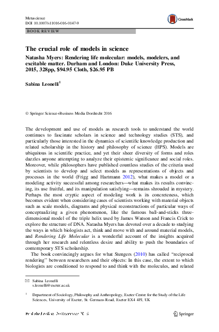 (PDF) Sabina Leonelli's Review of Rendering Life Molecular (Duke 2015 ...