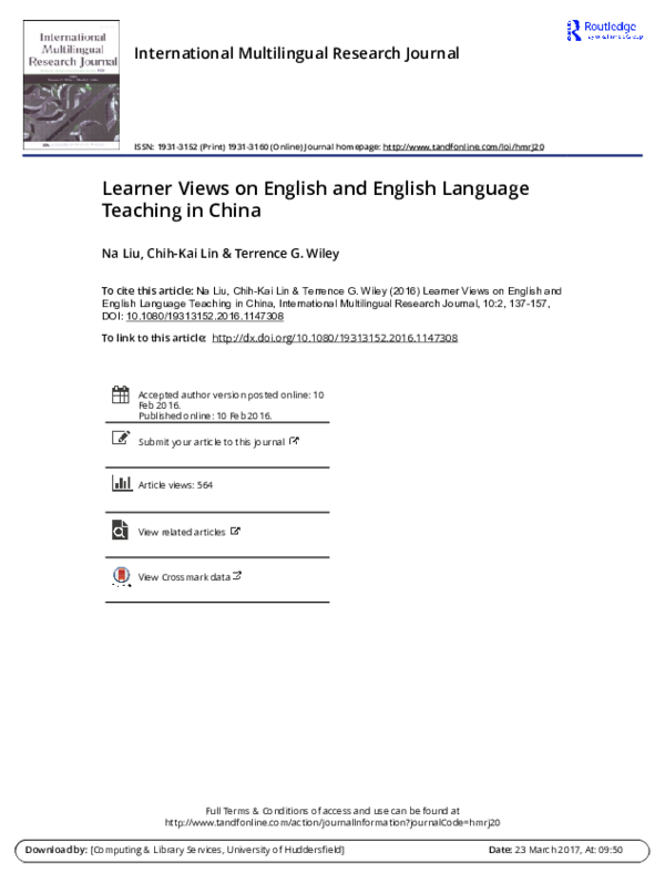 (PDF) International Multilingual Research Journal Learner Views on ...