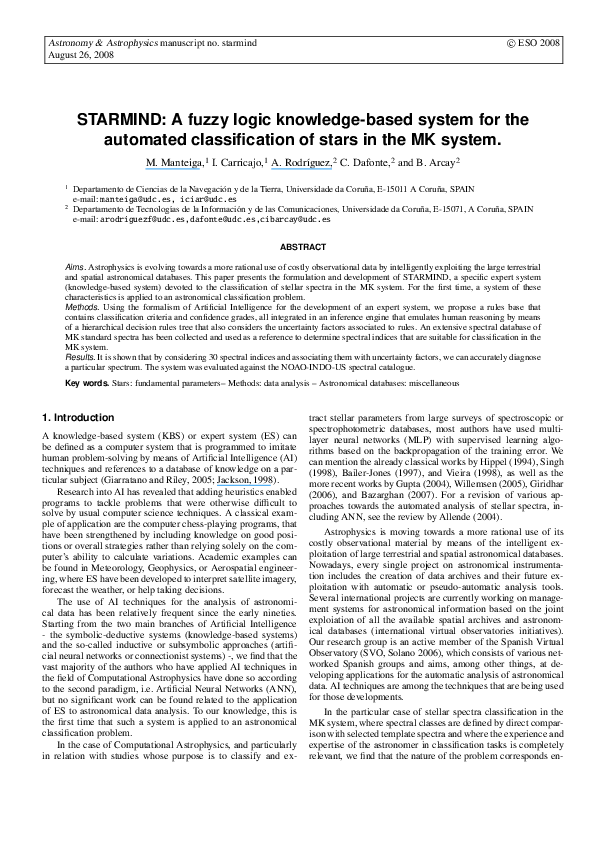 Pdf Starmind A Fuzzy Logic Knowledge Based System For The Automated