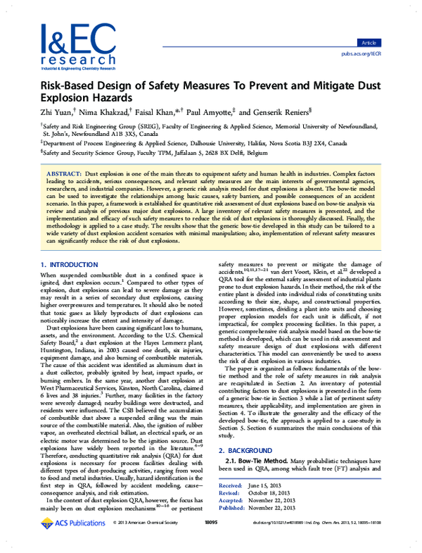 (PDF) Risk-based design of safety measures to prevent and mitigate dust ...