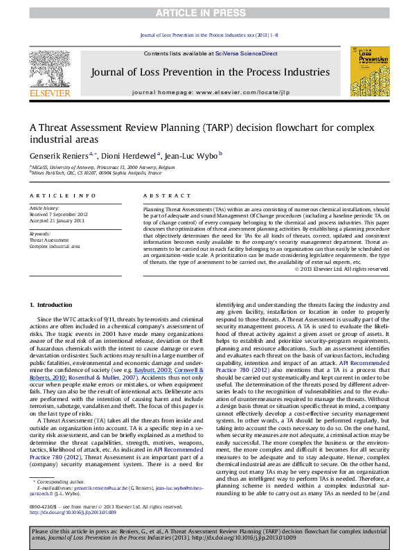 (PDF) A Threat Assessment Review Planning (TARP) decision flowchart for ...