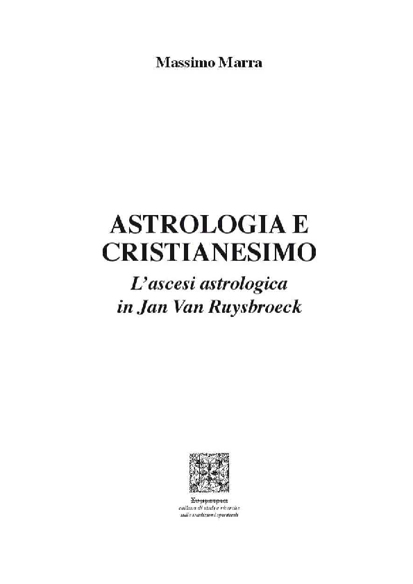 (PDF) MASSIMO MARRA, ASTROLOGIA E CRISTIANESIMO: L'ASCESI ASTROLOGICA ...