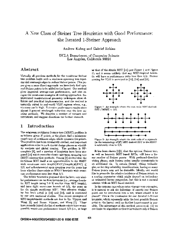 Pdf A New Class Of Steiner Tree Heuristics With Good Performance The Iterated 1 Steiner Approach