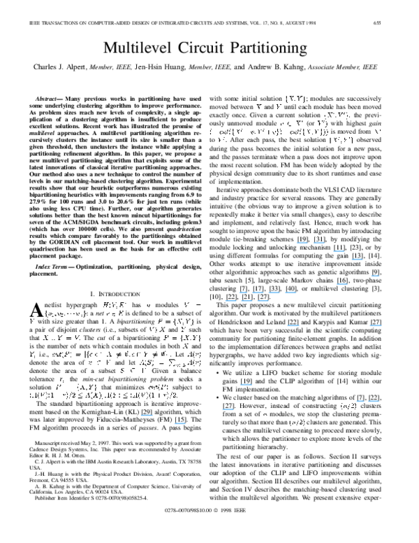 Pdf Multilevel Circuit Partitioning
