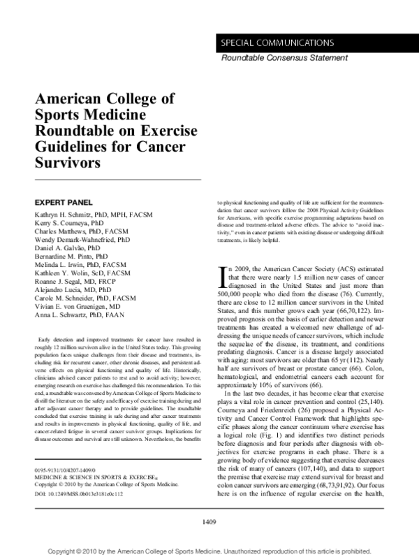 (PDF) American College of Sports Medicine Roundtable on Exercise ...