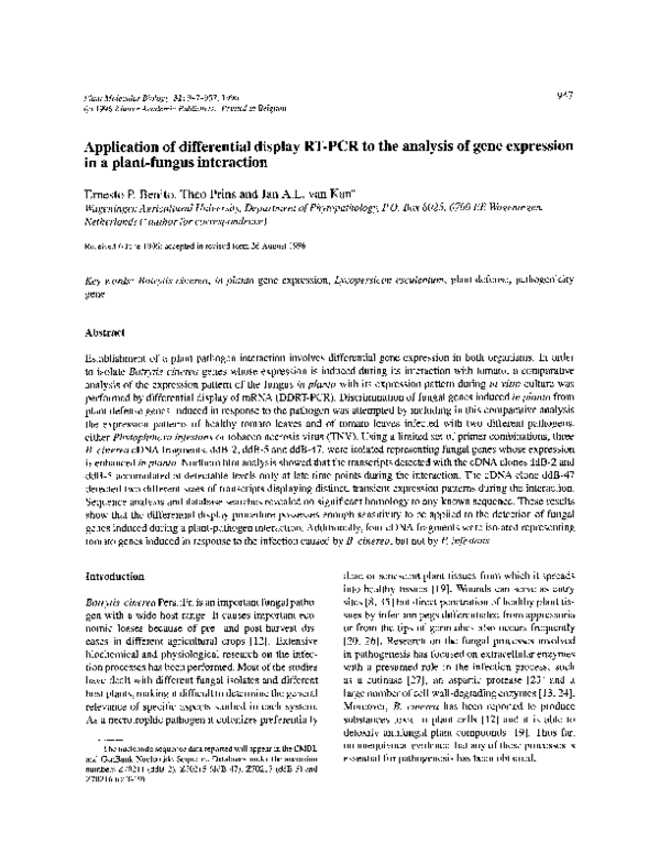 (PDF) Application of differential display RT-PCR to analyse fungal gene ...