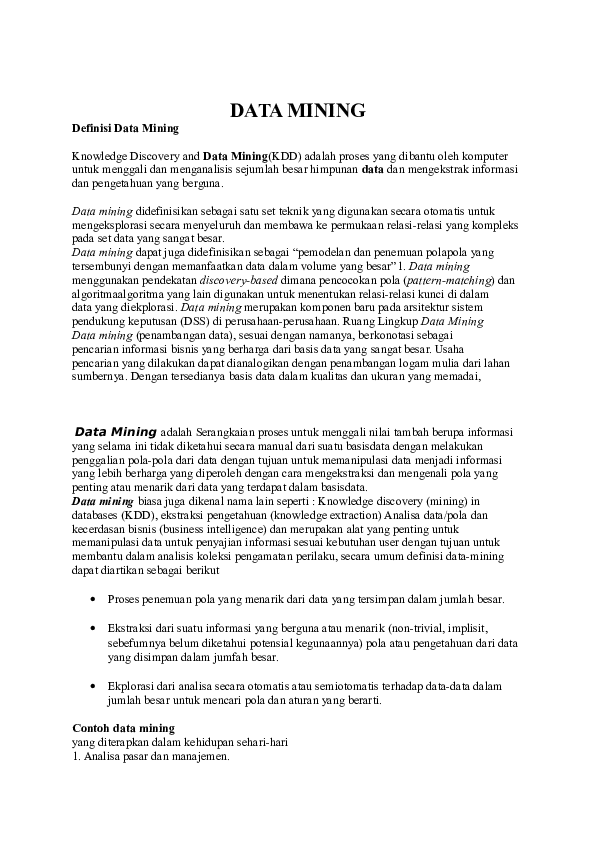 (DOC) DATA MINING Definisi Data Mining