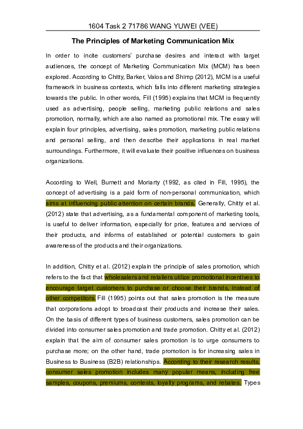 (DOC) The Principles of Marketing Communication Mix