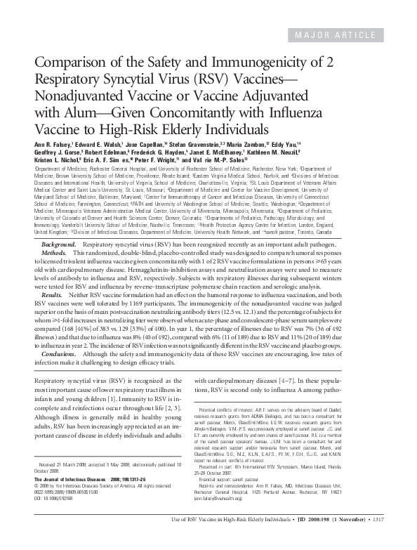 (PDF) Comparison of the Safety and Immunogenicity of 2 Respiratory ...