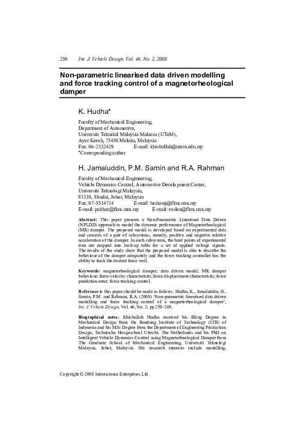 (PDF) Non-parametric linearised data driven modelling and force tracking control of a ...