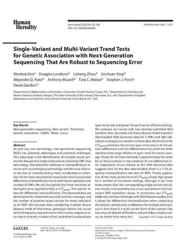 (PDF) Single-Variant and Multi-Variant Trend Tests for Genetic ...