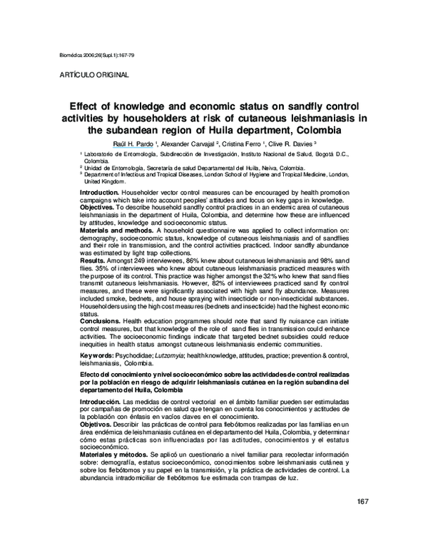 (PDF) Effect of knowledge and economic status on sandfly control ...