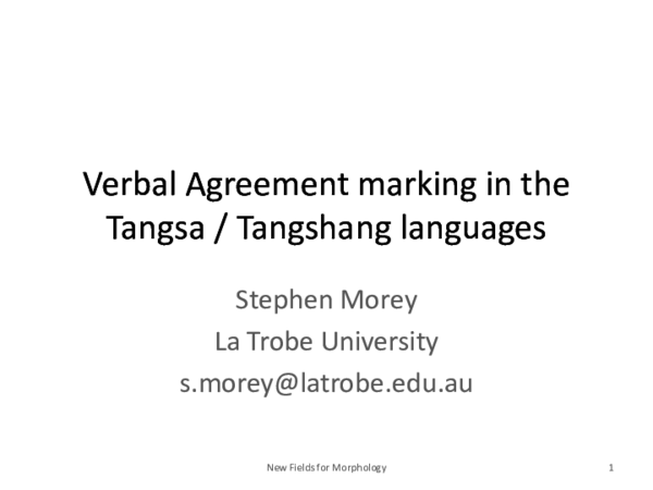 (PDF) Verbal Agreement marking in the Tangsa / Tangshang languages ...
