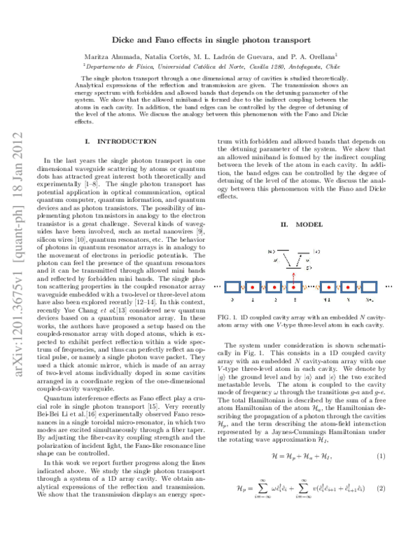 (PDF) Dicke and Fano effects in single photon transport