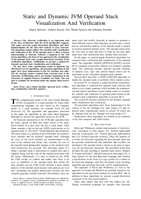 (PDF) Static and Dynamic JVM Operand Stack Visualization And Verification