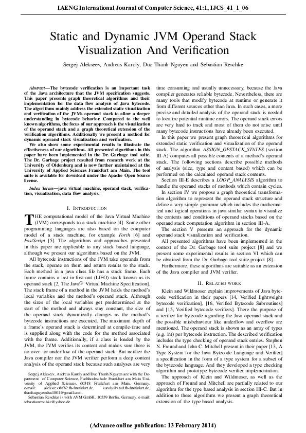 Pdf Static And Dynamic Jvm Operand Stack Visualization And Verification