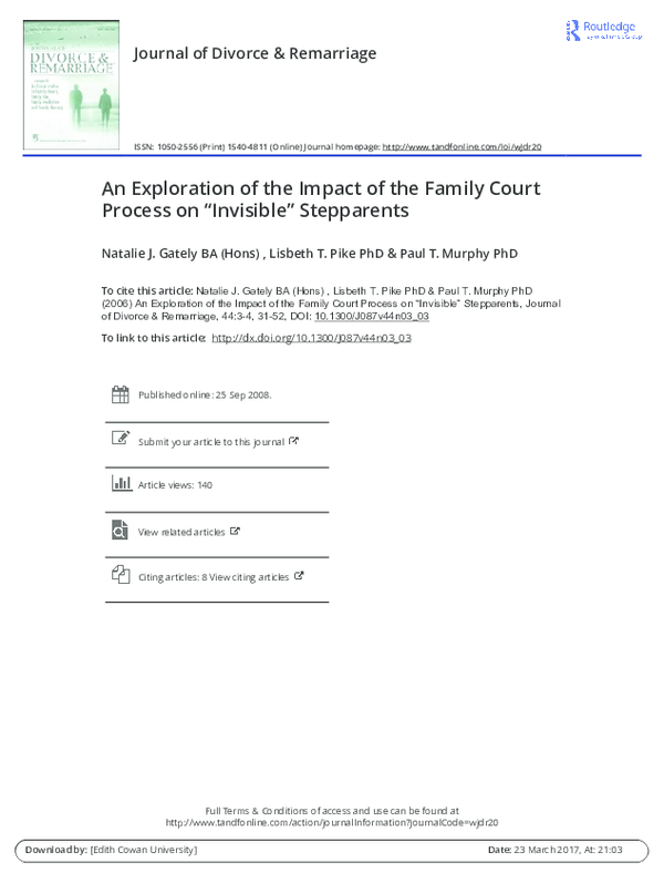 (PDF) An Exploration of the Impact of the Family Court Process on ...