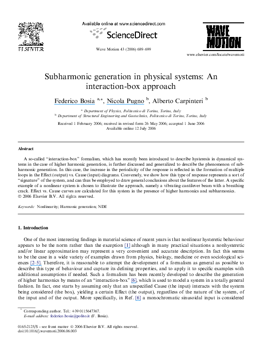 (PDF) Subharmonic generation in physical systems: An interaction-box approach