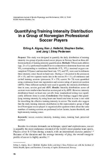 (PDF) Quantifying training intensity distribution in a group of ...